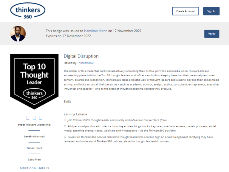 Showcase your Expertise with Thinkers360 Digital Award Badges and ...